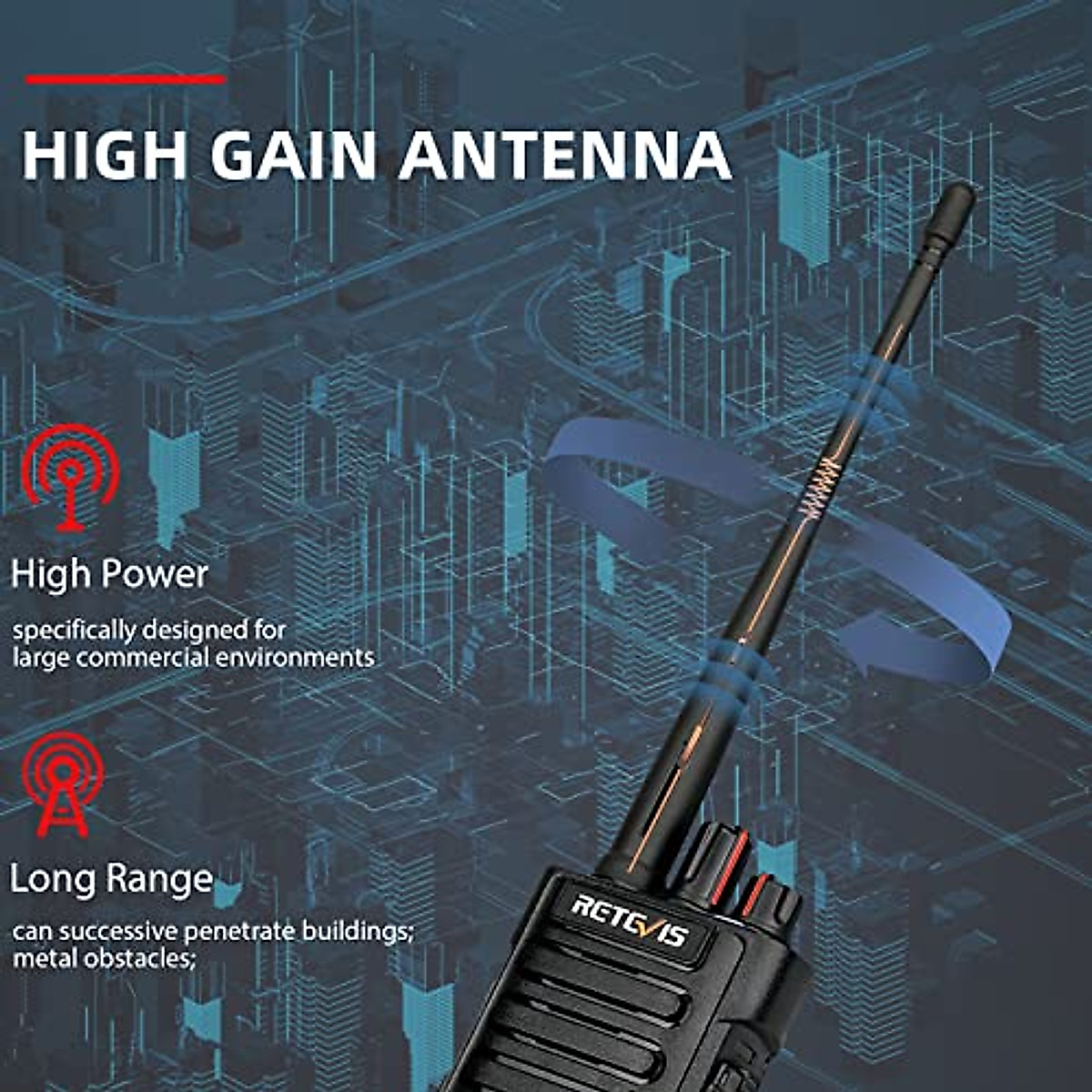 Retevis RT29 New Version,High Power Walkie Talkies Long Range,IP67 Waterproof,3200mAh,Emergency Alarm,Durability,Military Grade Two Way Radio (5 Pack)