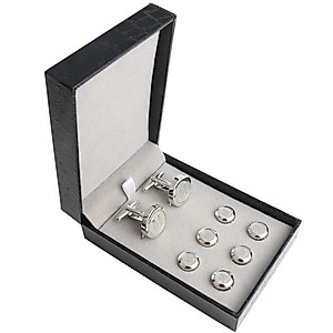 Dannyshi Mens Cufflinks and Studs Tuxedo Shirts Business Wedding Initials Alphabet A-Z Gift Set (M)