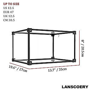LANSCOERY Shoe Storage Box Stackable Shoe Organizer, Clear Acrylic Foldable Shoe Storage Containers Display Case with Magnetic Side Opening Door for Sneakers, Booties, Pumps, Flats, Heels, Set of 1