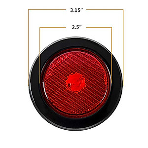 NOVALITE 5X 2.5’’ Round Red Trailer LED Side Marker Lights, Sealed Grommet Flush Mount 4 LEDs Light with Reflective Lens, Truck RV Waterproof Universal 12V, DOT Certified