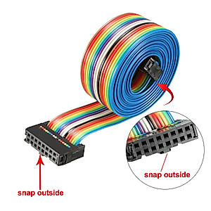 uxcell IDC Rainbow Wire Flat Ribbon Cable 16 Pins 148cm Length 2.54mm Pitch Type-C