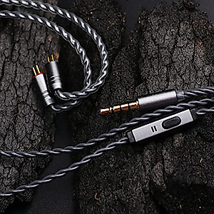 Linsoul Tripowin Grace Detachable Silver-Plated Oxygen Free Copper OFC in Ear Earphone Cable with Microphone, 0.78mm 2Pin Connector for Audiophile Replacement Cable (2PIN, Grace)