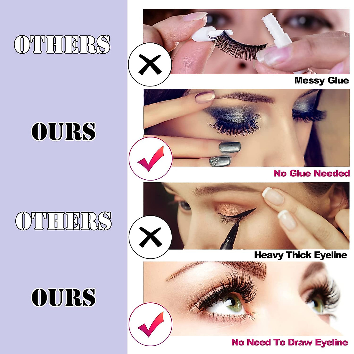 5 Pairs Self Adhesive Eyelashes, False Eyelashes No Glue No Eyeliner, False Lashes with Tweezers Natural Looking (natural lashes)