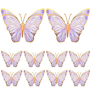 Geyee 10 Pcs Large Butterfly Centerpieces for Tables Butterfly Party Decorations 3D Paper Butterfly Table Toppers Centerpieces Wall Decor for Birthday Baby Shower Wedding Party Supplies(Purple)