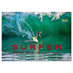 Surfing - water, wind and cool guys (Wall Calendar 2024 DIN A4 Landscape), CALVENDO 12 Month Wall Calendar