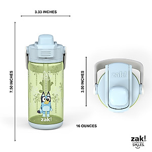 zak! Beacon Bottle Set of 2, Bluey - 16 oz Each - Durable Plastic - Silicone Spout & Leak-Proof Lid - Dishwasher Safe