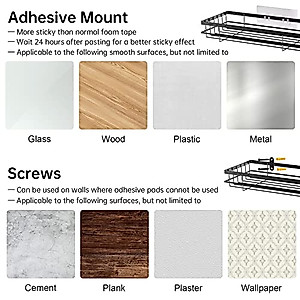 NiHome 3-Tier Metal Over-The-Toilet Bathroom Organizer with Hooks, Wall-Mounted Space-Saving Design, No-Drill Installation, Easy Assembly - Black