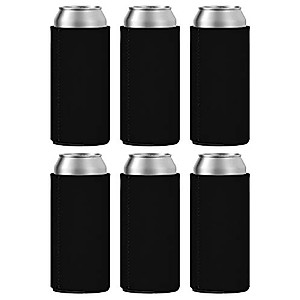 TahoeBay Slim Can Coolers - Blank Neoprene Beer Sleeves (Black)
