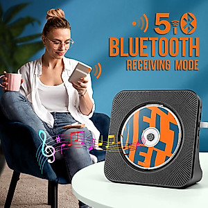 Kogoda Desktop CD Player Portable with Bluetooth,Dual Stereo Speakers, CD Music Player for Home with Remote Control,Dust Cover,FM Radio,LED Screen,3.5mm Jack AUX Input Output,Black,Gift