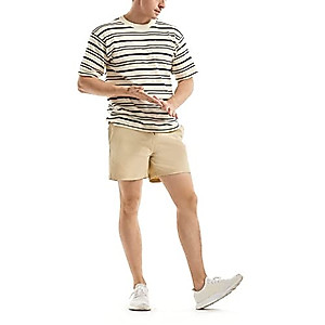 AIMPACT Men's 5 Inseam Cotton Casual Shorts Elastic Waistband with Multi-Pocket Daily Wear(Khaki XL)