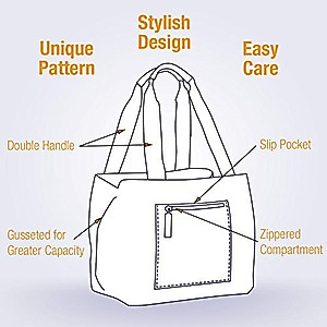 Nicole Miller of New York Insulated Waterproof Lunch Box Cooler Bag - 11" Lunch Tote (Black/White Chevron Heart)