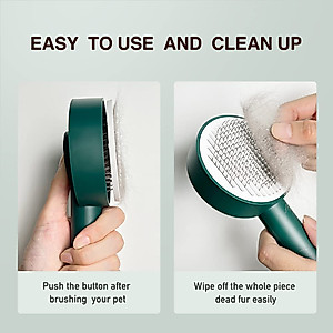 Awpland Dog Brush for Long Haired Dogs, Green Deshedding Dog Slicker Brush with Release Button, Dog Grooming Brush for Gently Shedding and Detangling Hair