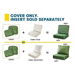 ARTPLAN Outdoor Deep Seat Slipcovers,Patio Seat Back Covers Only 24x24x6 18x24 Olefin,Square Outdoor Cushion Cover, for Patio Funiture,Invisible Green