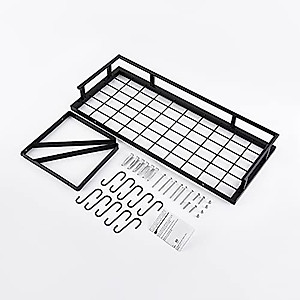 KES Kitchen Pot Pan Rack 24 Inch Hanging Storage Organizer Wall Shelf With Hooks Wall Mounted Matte Black, KUR215S60-BK