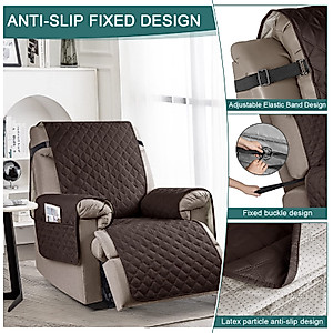 Ruaozz 100% Waterproof Recliner Chair Cover Non-Slip Reclining Cover for Recliner Chair Washable Chair Seat Cover with Elastic Straps for Kids, Dogs, Pets (Chocolate, 23'')
