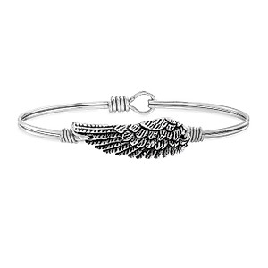Luca + Danni Guardian Angel Wing: Artisan Metal Bangle Bracelet - Religious Stackable Women's Jewelry Gifts | Silver, Regular