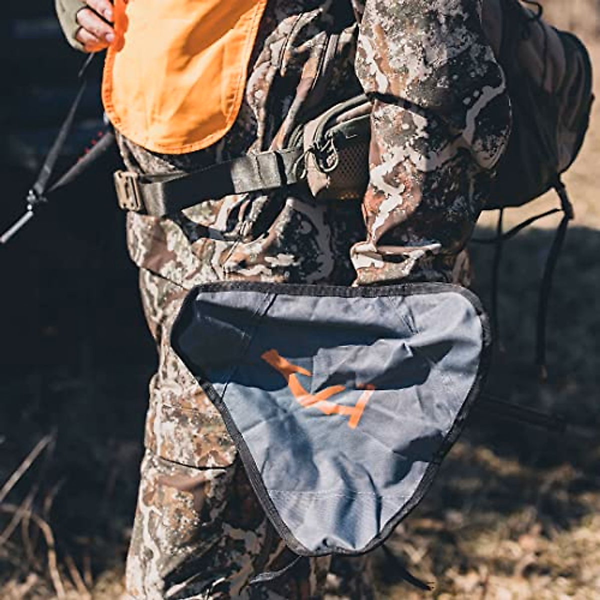 Half Rack Karrylite 3 Legged Stool - Mobile Fold-Out Tripod Seat Portable for On-The-Go - Hunting Stool for Up to 300 Lbs - Strong, Compact Camping Stool w/Shoulder Strap - Perfect for Ground Blinds