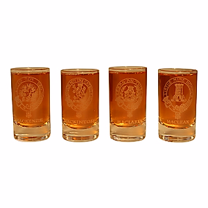 Collins Glencairn Clan Crest Crystal Dram Tot Glass - MacKenzie MacKintosh MacLaren MacLean