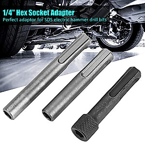 3Pcs SDS Socket Adapter Set 1/4" Hex Shank Screwdriver Bit Holder Socket Adapter Converter for SDS Hammer Drill