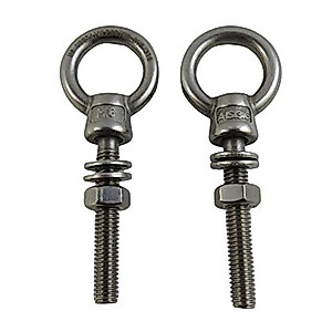 US STAINLESS 2 Pieces Stainless Steel 316 (Shape Type 307) M6 Lifting Eye Bolt 6mm x 40mm Marine Grade Pitch of 1