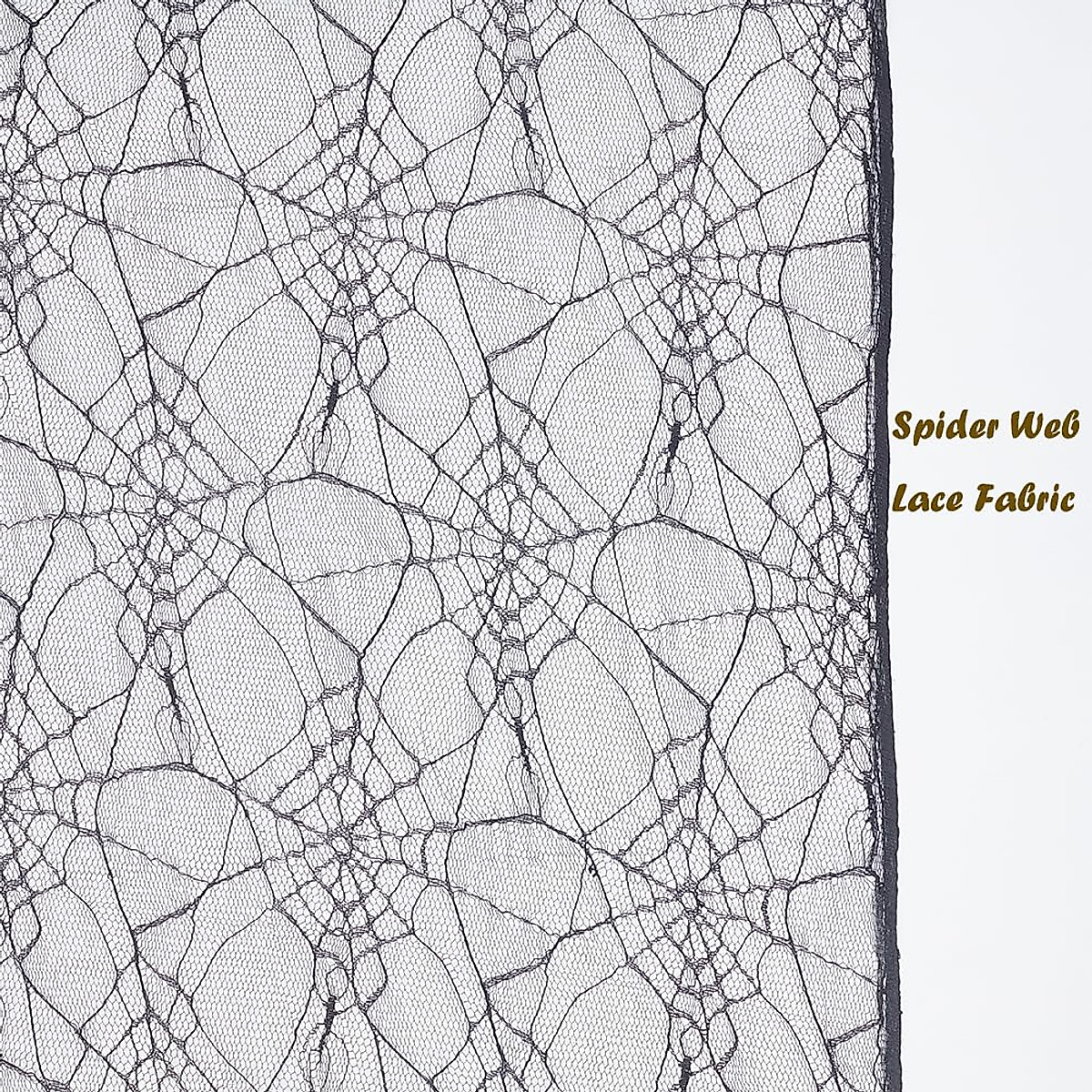 PH PandaHall 70x62 Inch Spider Web Lace Fabric, Black Lace Web Embroidered Lace Sewing Fabric Tablecloth Fabric Lace for DIY Dress Party Overlay Wedding Headwear Curtain Home Halloween Decor