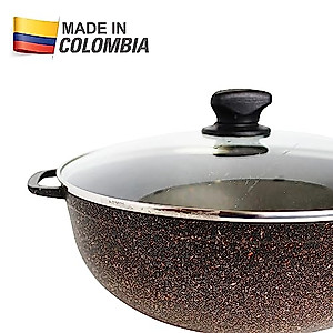 IMUSA 3.5 Quart Nonstick Fuzion Caldero with Tempered Glass Lid