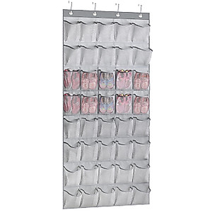 KIMBORA Large Hanging Storage Organizer Wide Over the Door Pantry Organizer kids Shoe Rack with 40 Mesh Pockets for Bathroom Cleaning Room, Grey