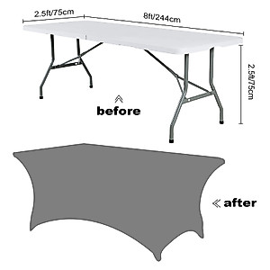 SUPERO Waterproof Spandex Table Cover for 8FT Table Universal Fitted Stretch Tablecloth for Party, Banquet, Wedding and Events-White