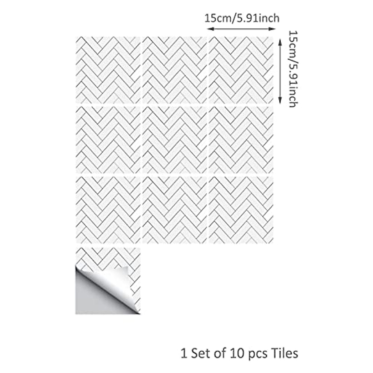 Tile Stickers Creamy White Rectangle Stick On Tiles Bathroom PVC Self Adhesive Wall Tiles Kitchen Stick On Wall Tiles Waterproof Peel and Stick Floor Tiles Self Adhesive Tiles for Walls (Size : 10x10