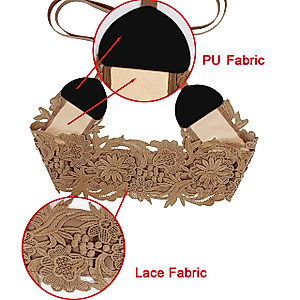 Lovful Women Faux Leather Lace Belt,Wide Wrap Around Obi Belt,Self Tie Boho Band Waist Belt,Khaki
