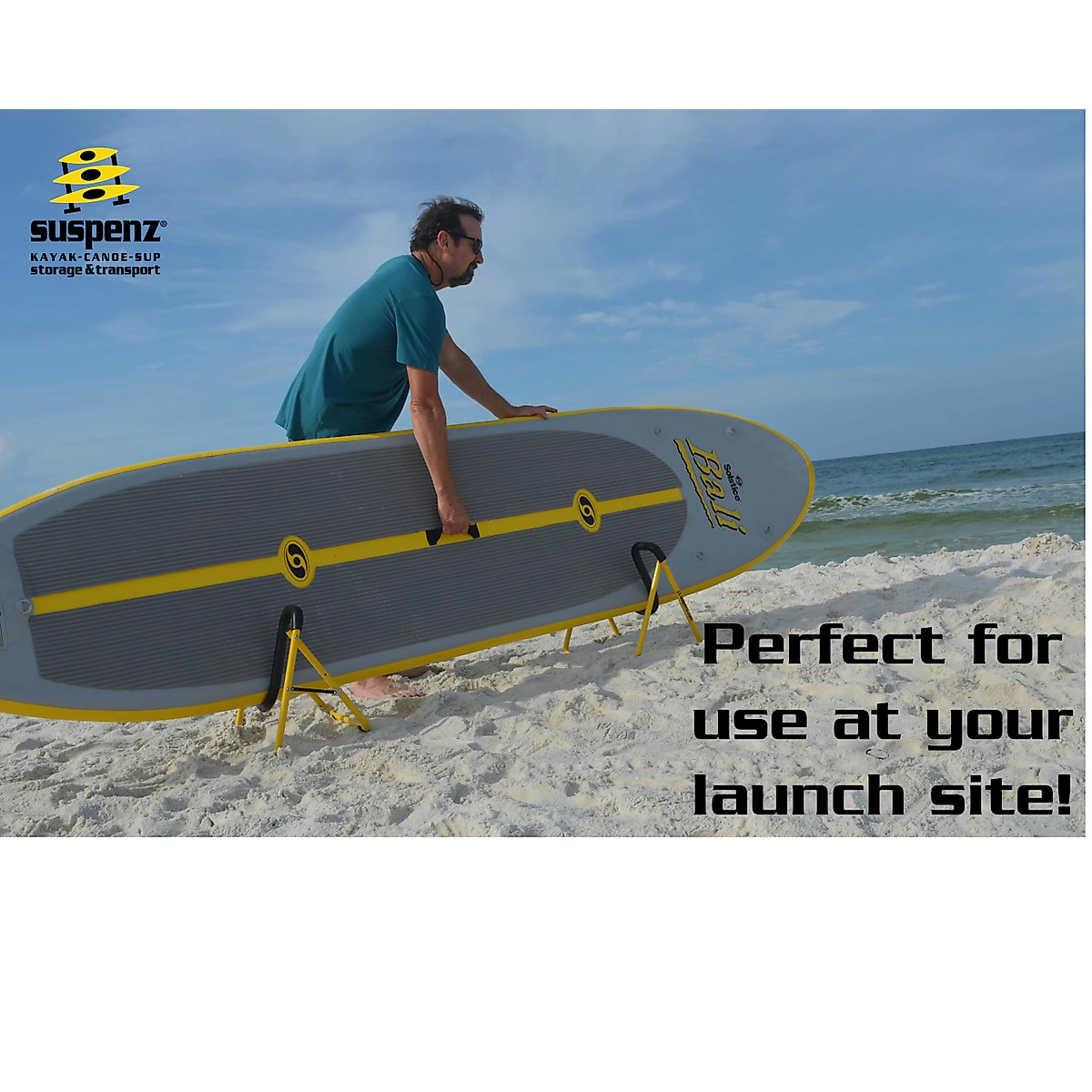 Suspenz SUP Stands, Stand Up Paddle Board, Surfboard Foldable Racks, EZ-Fold Portable Stand, Yellow 22-1901