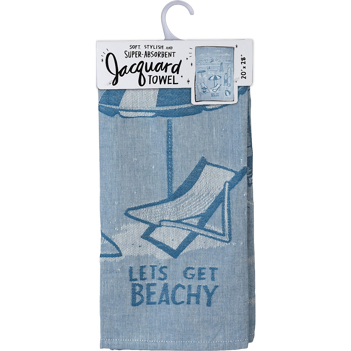 Country Primitive The Beach is My Happy Place Woven Cotton Jacquard Dishtowel Set of 2 Tea Towels