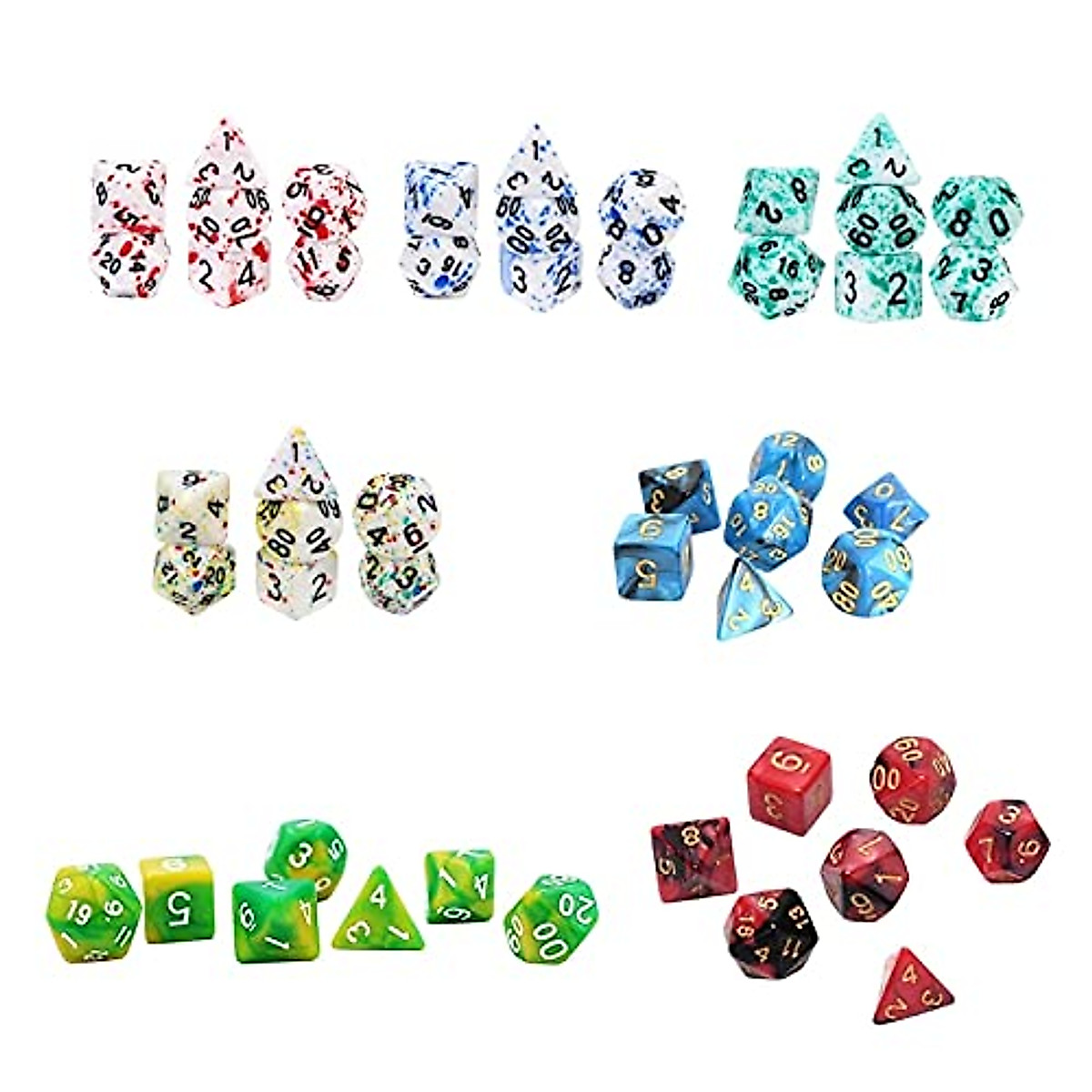 SUWEILE SZSZ 7pcs/Set Acrylic Dice Set Different Shapes Digital Dice for RPG MTG DND Board Game Role Playing Games 0212 (Color : F)