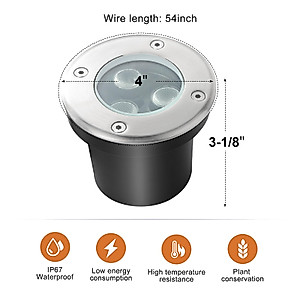 ATCD Low Voltage In-Ground Lights Outdoor Landscape LED Well Deck Step Lighting for Garden Pathway Driveway, 12V 24V 1W 100LM Crystal White, IP67 Waterproof, 1-Pack