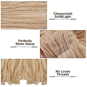 2 Pack Table Runners - SGAOFIEE 10ft Beige Cheesecloth Table Runner,35x120 inches Boho Table Runner,Rustic Sheer Table Decor for Romantic Bridal Shower, Baby Shower, Birthday Party Cake Table(Beige)