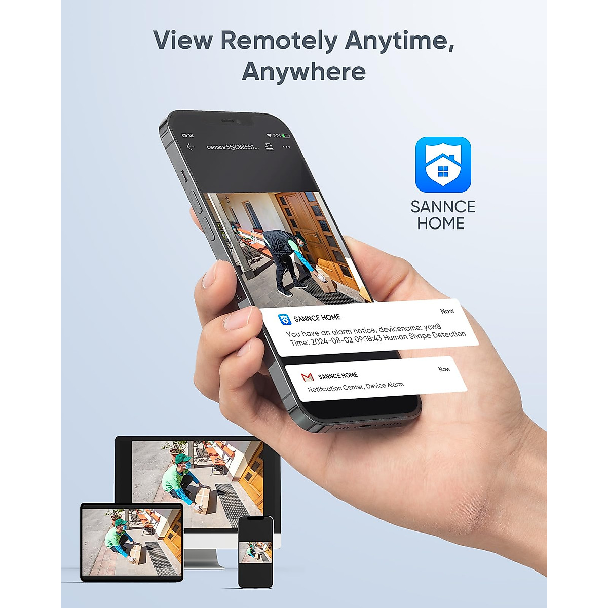 SANNCE 8-Channel 1080P Wired Home Surveillance Security Camera System DVR Recorder with 1TB Hard Disk Drive, Human Detection, Standalone DVR Video Recorder CCTV Support 5-in-1 CVBS/AHD/TVI/CVI/IP