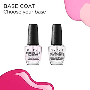 OPI Natural Nail Strengthener, Vegan Formula, Infused with Vitamin A & E, Helps Prevent Discoloration, Strengthens Nails, Clear, 0.5 fl oz