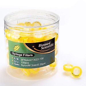 Syringe Filters Nylon 13mm Diameter 0.22 um Pore Size Non Sterile Pack of 100 by Biomed Scientific