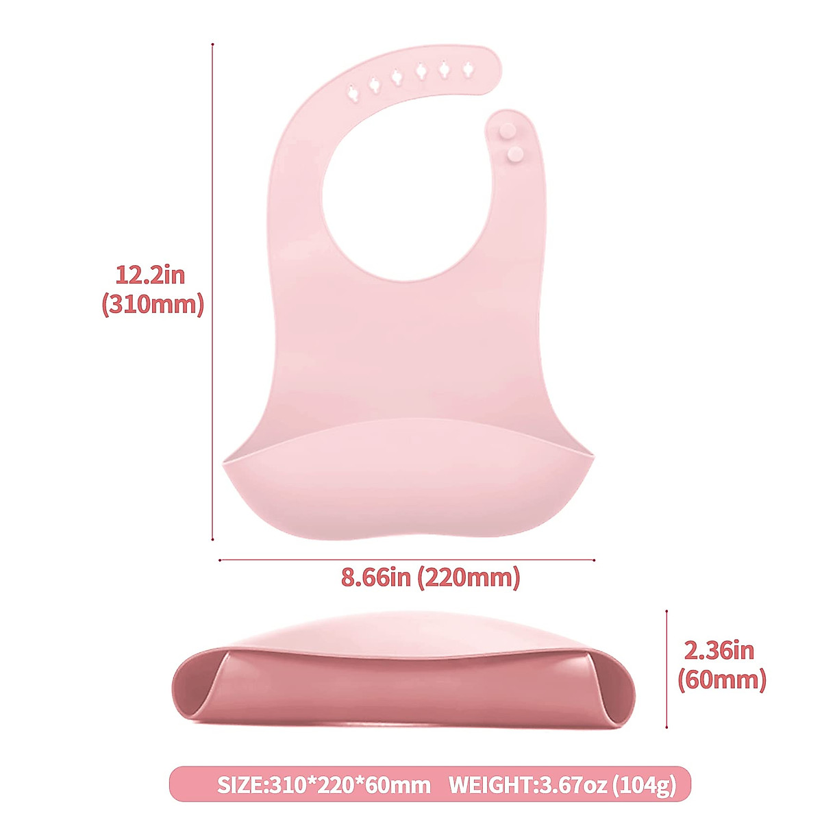 Maveek Silicone Baby Bibs for Eating, Drool Bibs for Babies Gender Neutral Toddler Bandana Bibs Food Catcher for Baby Boys and Girls, Waterproof Soft Non Messy Dusky Pink + Dusky Blue (12-36 Months)