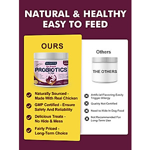 Probiotics for Dogs, Dog Probiotics for Digestive Health - Fiber Riched Prebiotic & Digestive Enzymes with Pumpkin, Omega-3, 6 Billion CFUs Support Gut & Immune Health, Diarrhea, Dog Allergy Relief