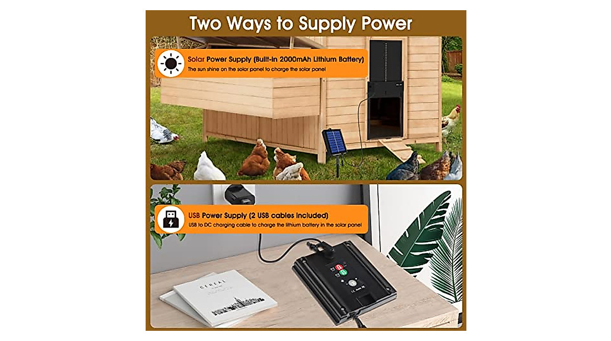 Mollan Solar Chicken Coop Door - Auto & Waterproof