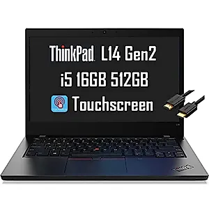 Lenovo ThinkPad L14 Gen 2 14" FHD Touchscreen (Intel i5-1135G7, 16GB RAM, 512GB PCIe SSD (> i7-1065G7)) Business Laptop, IPS Anti-Glare, Thunderbolt 4, Webcam, Wi-Fi 6E, IST HDMI, Win 10 / Win 11 Pro