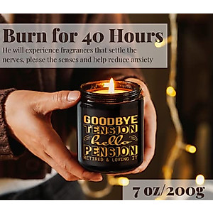 Funny Retirement Gifts for Women and Men, Happy Retirement Gifts for Friends, Coworker on Retirement Day, 7oz Soy Wax Lavender Scented Candle - Goodbye