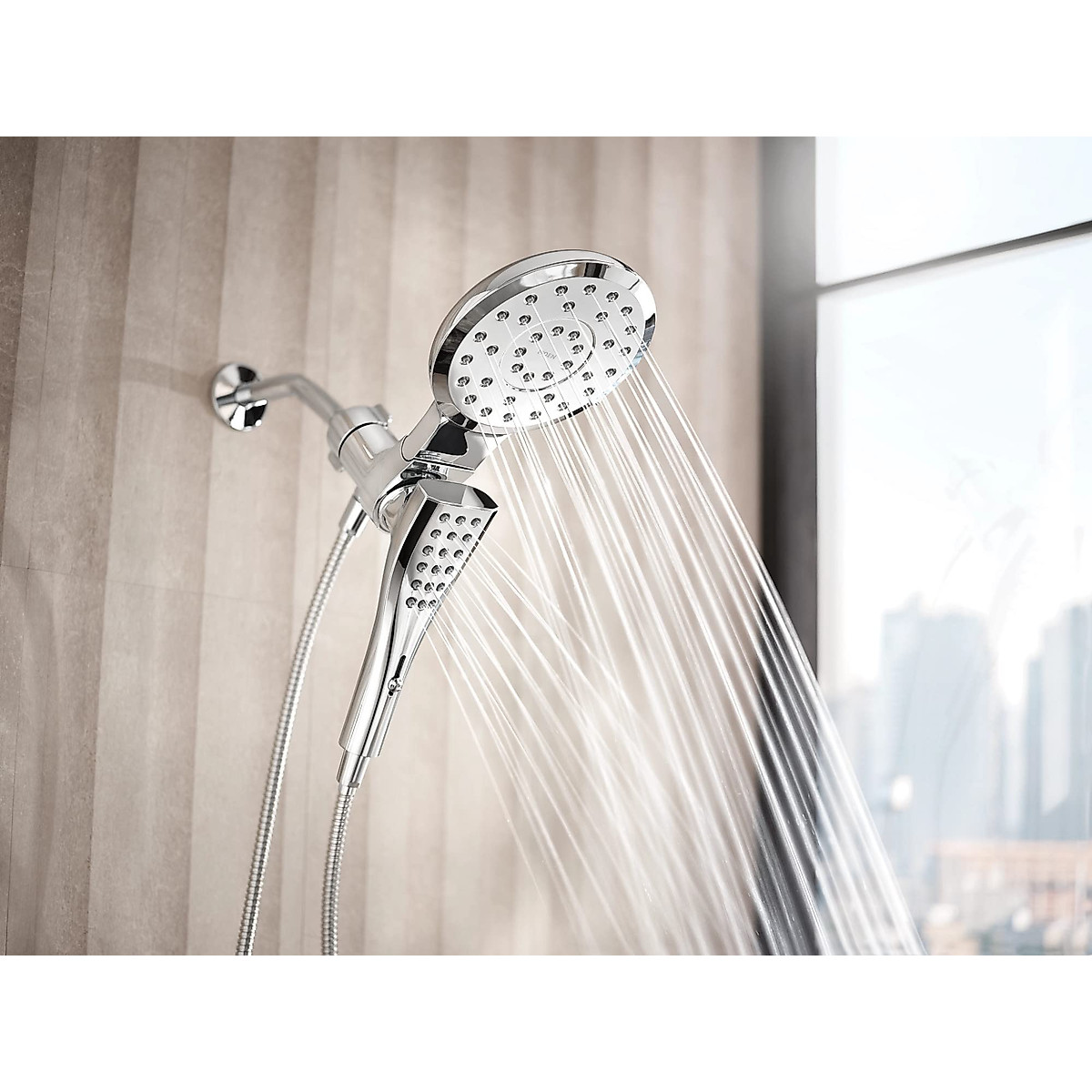 Moen 220C3 Verso Eight-Function 7" Diameter Spray Head Standard With Handshower, Chrome, 72" Hose