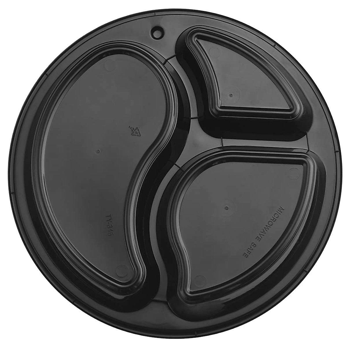 TIYA Takeout Food Containers - 45 oz Bulk 150 Pack with Lids - Round 3-Compartment To-Go Containers - Reusable, Microwavable, Dishwasher Safe - Leak-Proof, Great for Meal Prep - BPA-Free