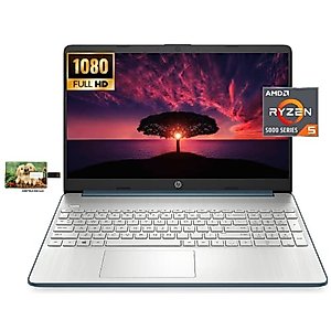 HP 15 Business Laptop Computer, AMD Ryzen 5 5500U, 15.6" FHD Display, Windows 11 Pro, 8GB RAM, 256GB SSD, SD Card Reader, Fast Charge, AC Smart pin, 32GB Durlyfish USB Card