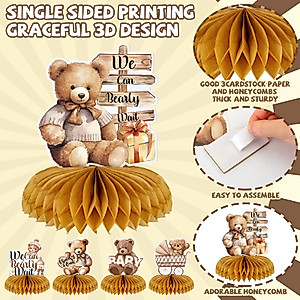 Zonon 8 Pcs We Can Bearly Wait Centerpieces Bear Baby Shower Decorations Bear Baby Shower Honeycomb Centerpieces Bear Table Decorations for Kids Party Favor Supplies (Brown)