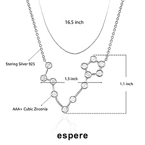 espere Sterling Silver Zodiac Necklace Constellation Jewelry Birthday Gift Sorority Sister Gift [Pisces - Feb 19 - Mar 20]