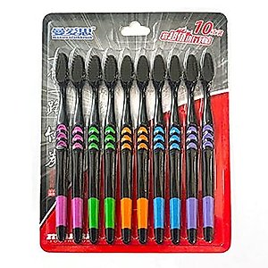 Kiminors dobrygalpe Charcoal Toothbrush Soft Toothbrush Adult Household Cleaning Toothbrush,Black, 30 * 200 * 150 MM