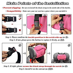 StoHua Toddler Car Seat Head Support Neck Pillow Strap - Kids and Baby Safety Neck Relief Head Support Band Sleep Strap with Adjustable Belt, Pink